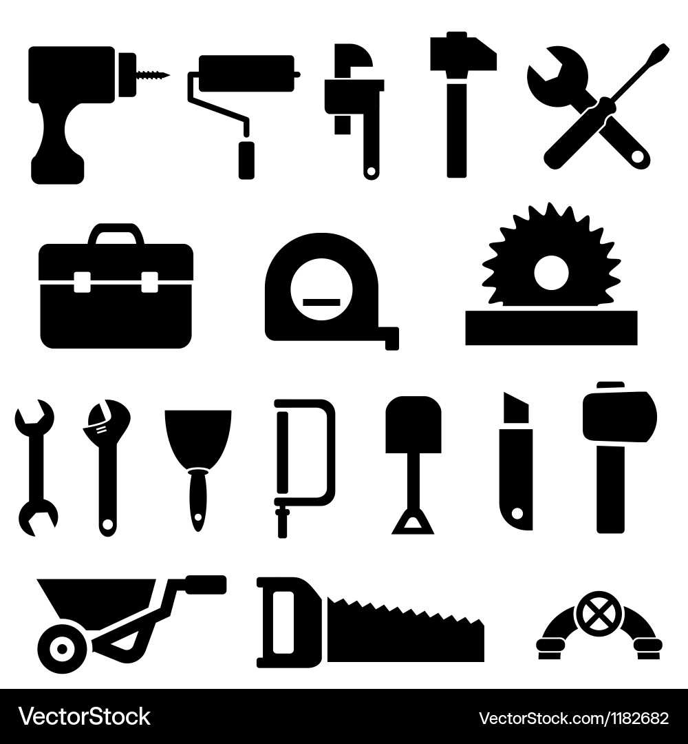 Silhouette of tools Royalty Free Vector Image - VectorStock