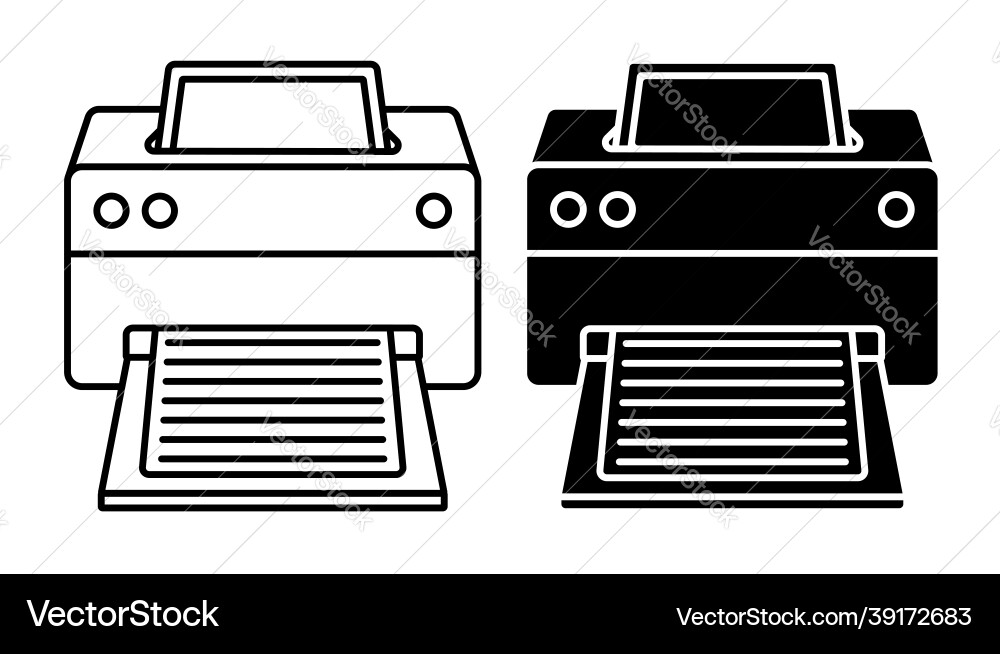 Linear icon inkjet printer perspective front view Vector Image