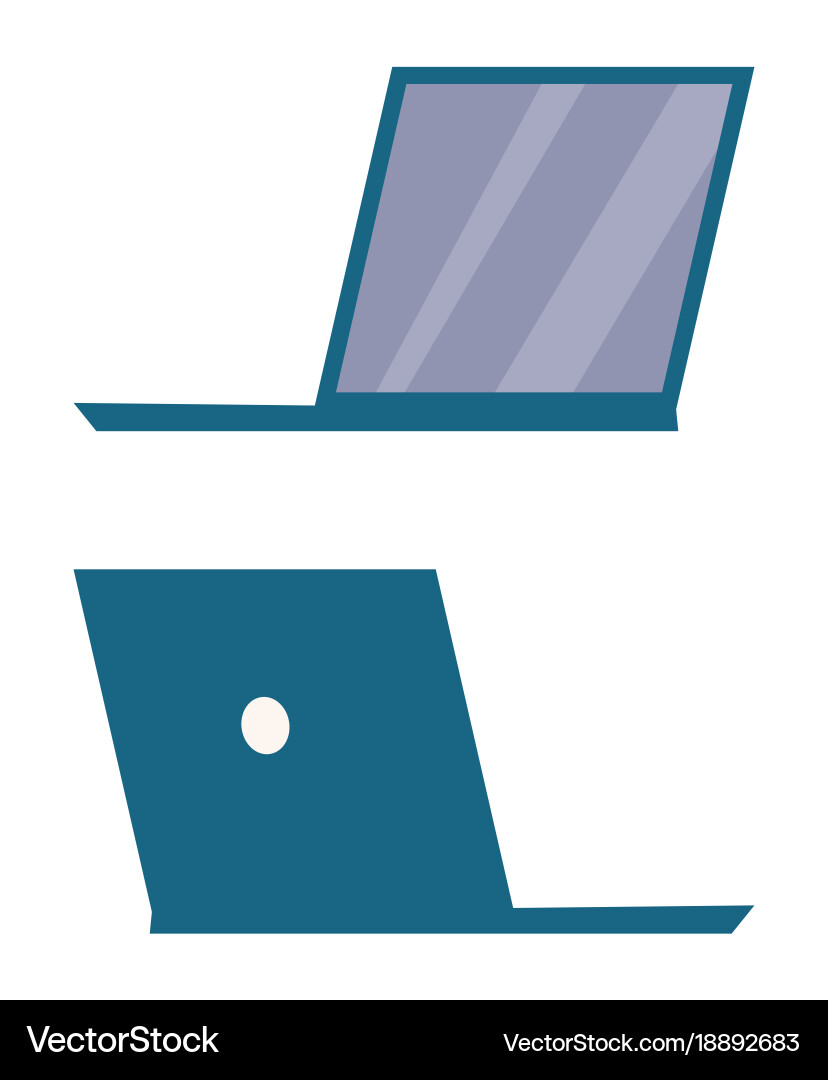 Modern open laptop back and side view icon Vector Image