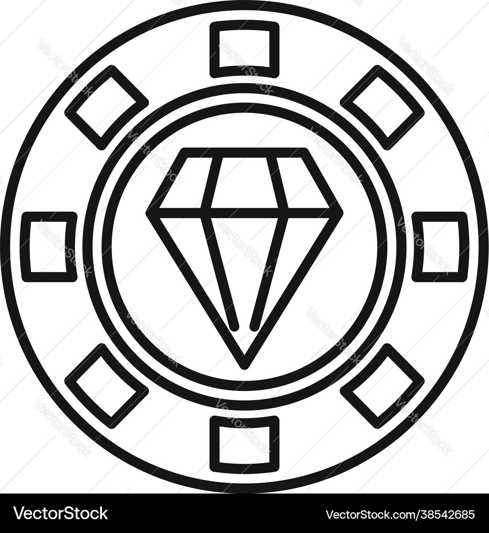 Diamond token icon outline badge quality Vector Image