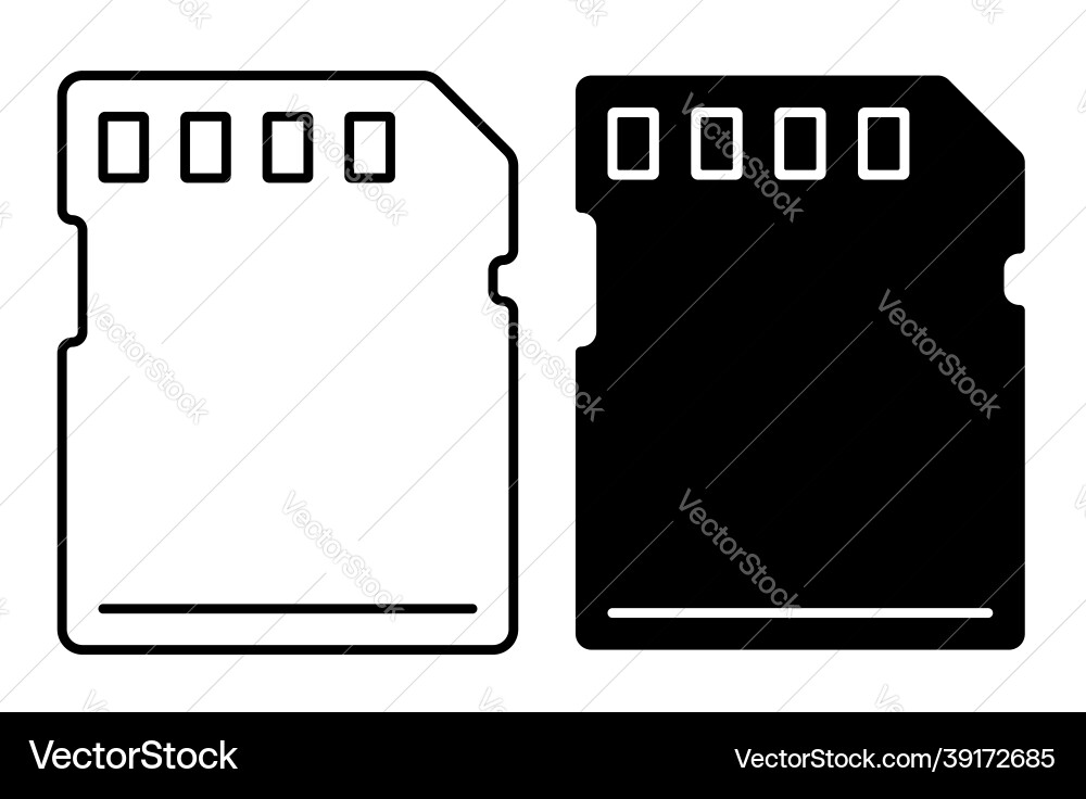 Linear icon memory card for storing information Vector Image