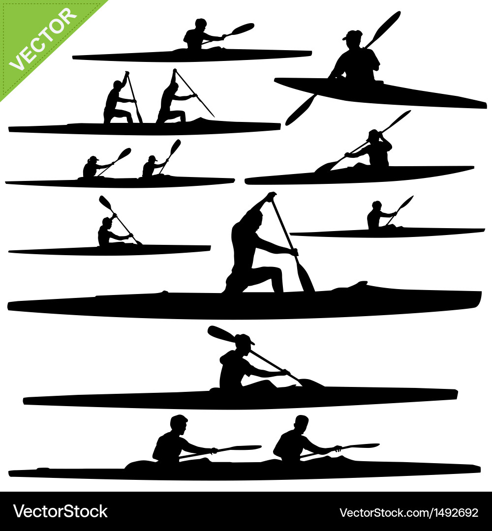 Kayaking silhouettes Royalty Free Vector Image
