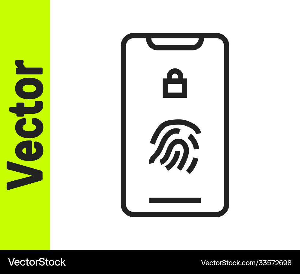 Black line smartphone with fingerprint scanner Vector Image