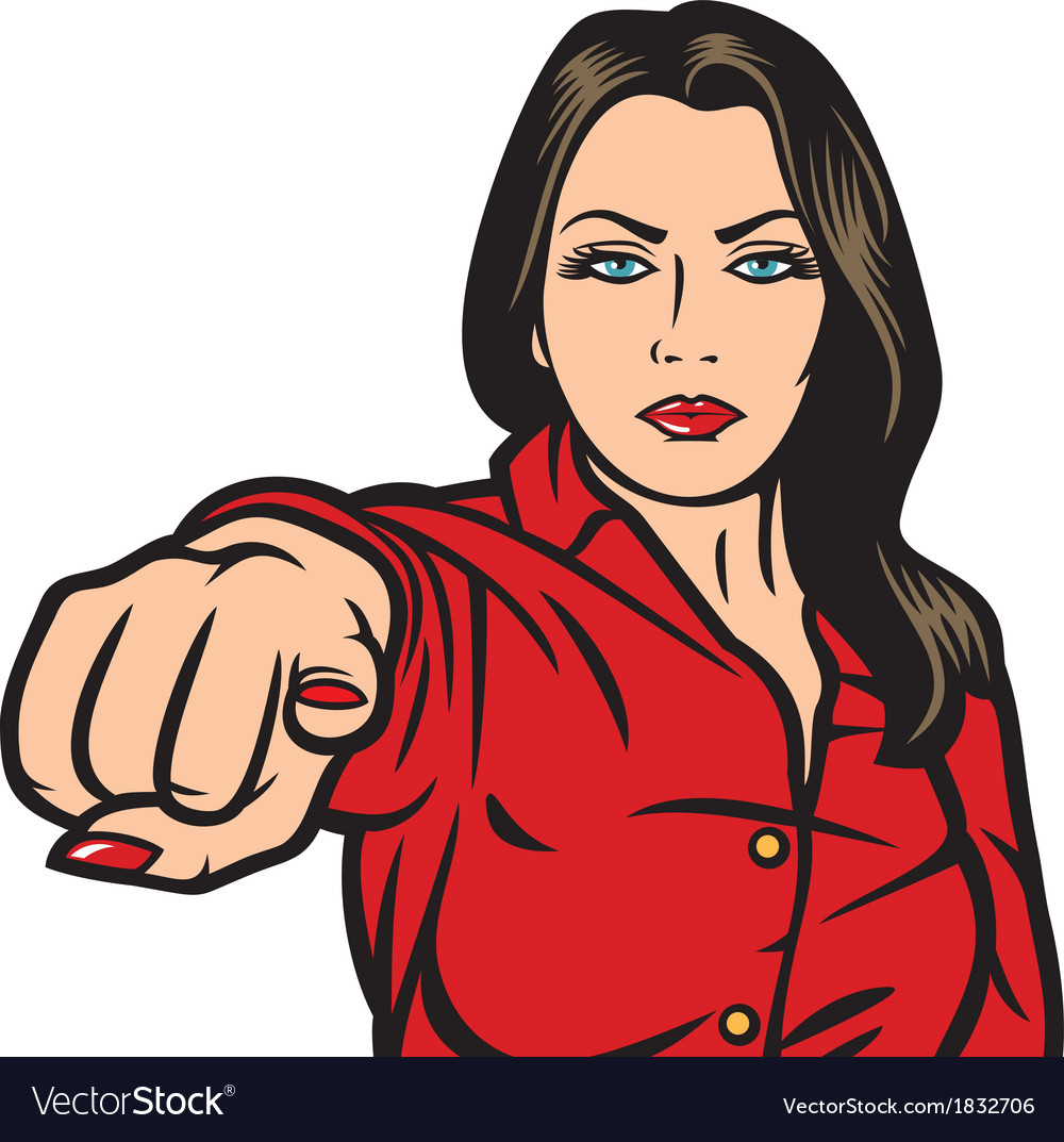 Pop art woman pointing at you Royalty Free Vector Image