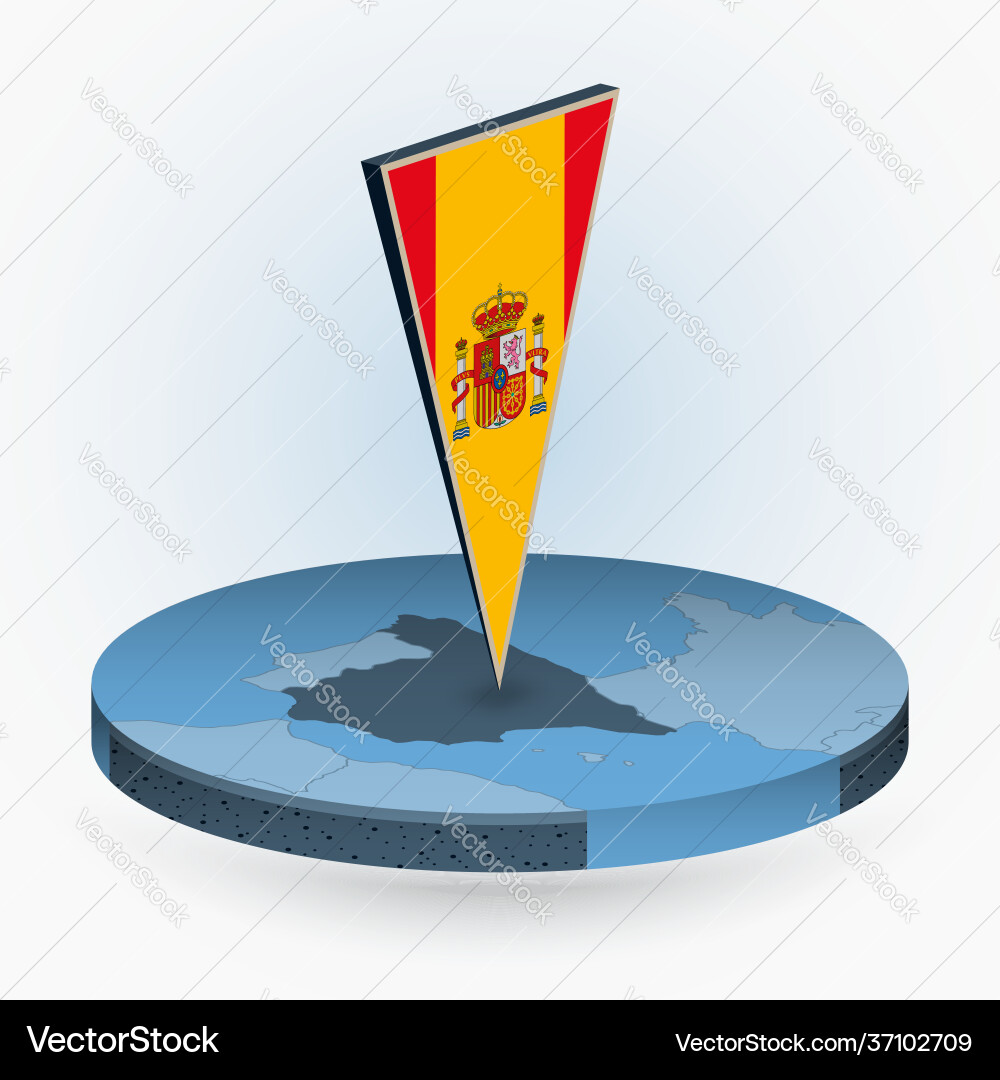 Spain map in round isometric style Royalty Free Vector Image