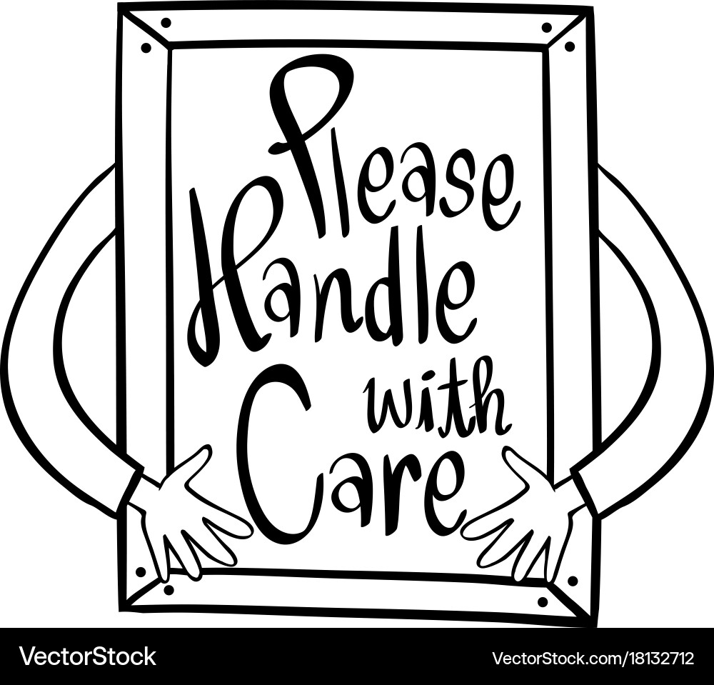 Word expression for please handle with care in Vector Image