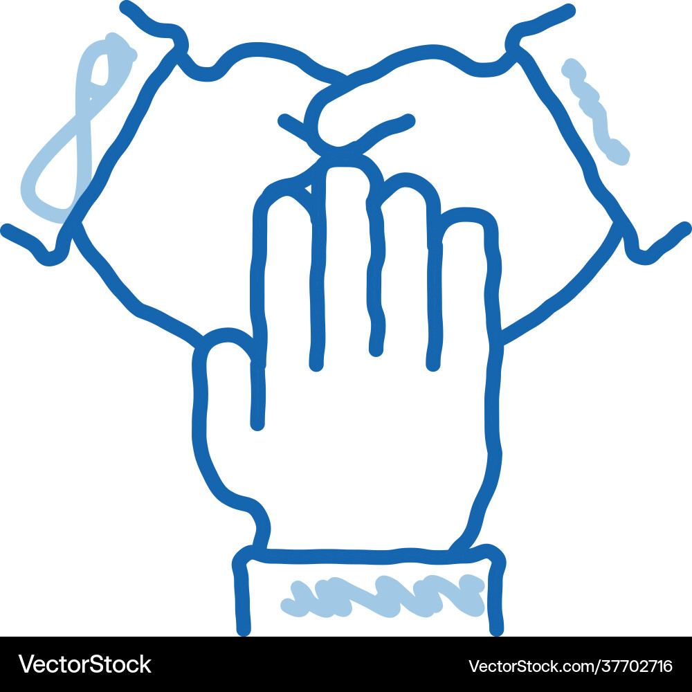 Triple handshake doodle icon hand drawn Royalty Free Vector