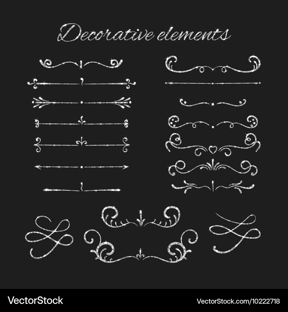 Silver text dividers set ornamental decorative Vector Image