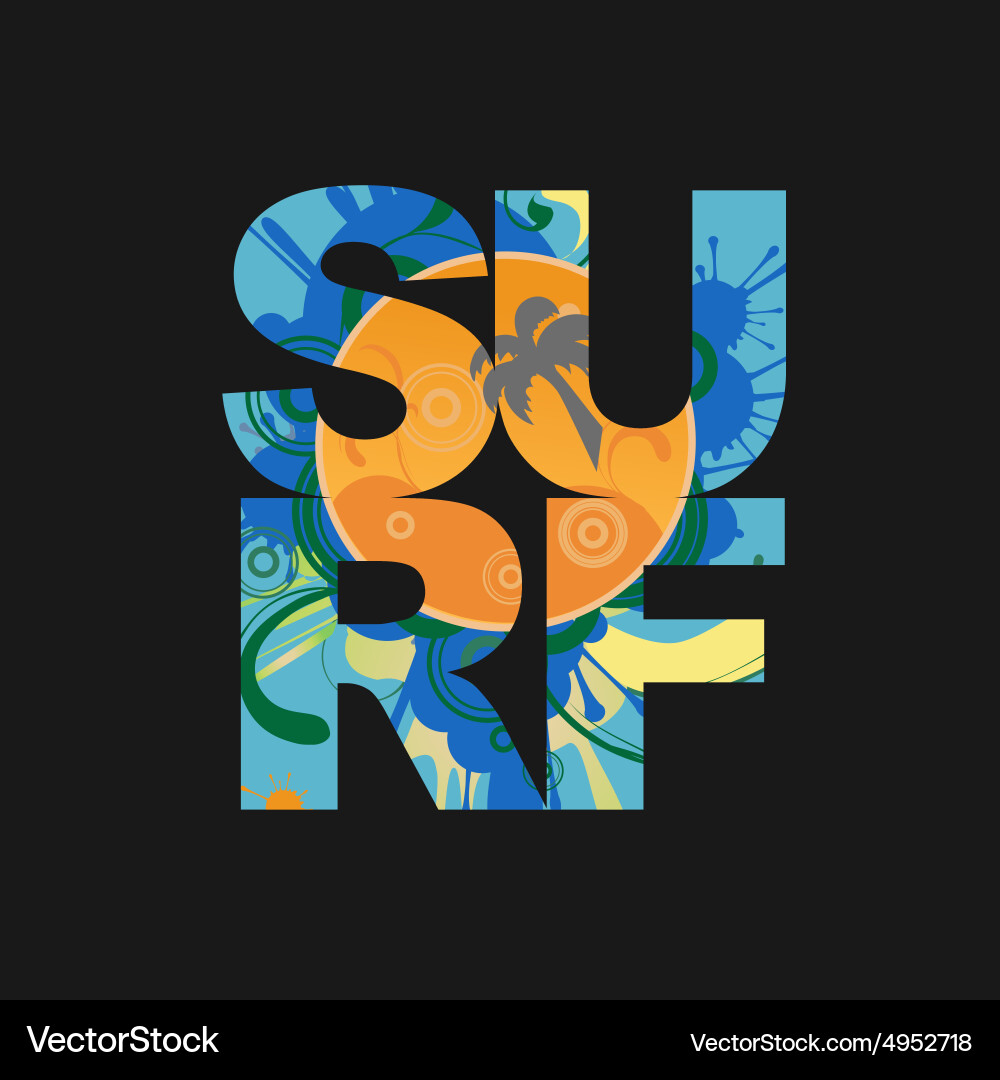 Surf lettering typography poster print Royalty Free Vector
