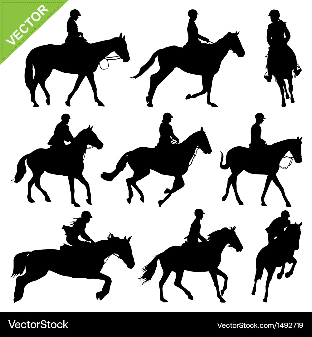 Horse riding silhouettes collections Royalty Free Vector Image ...