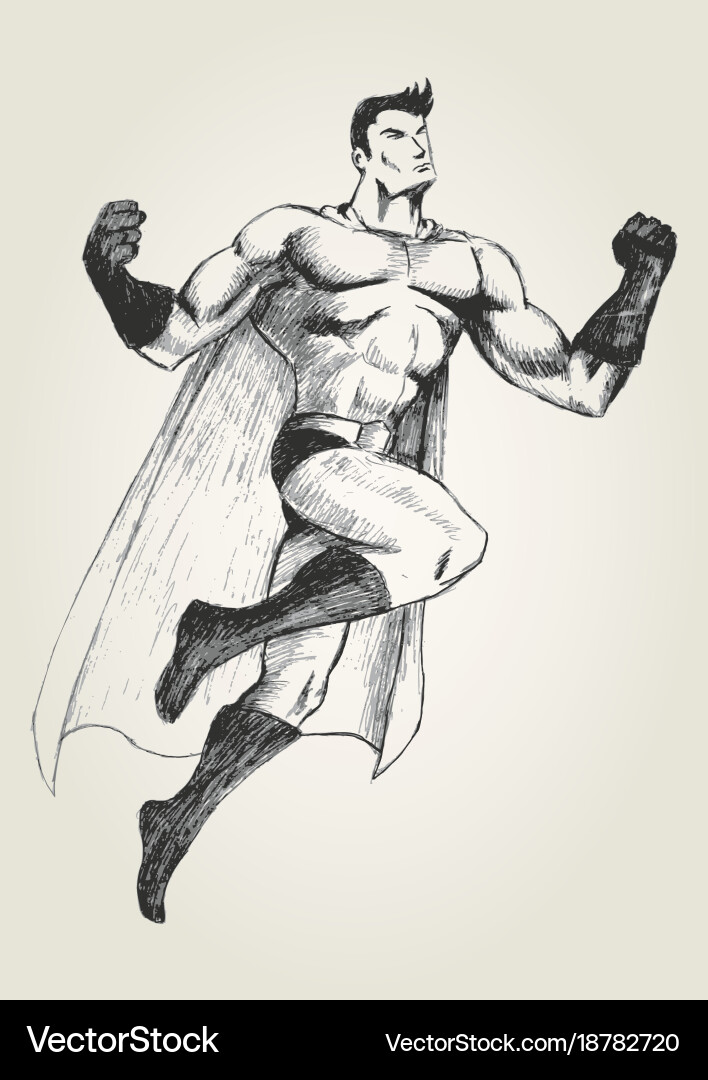 Superhero in flying pose Royalty Free Vector Image