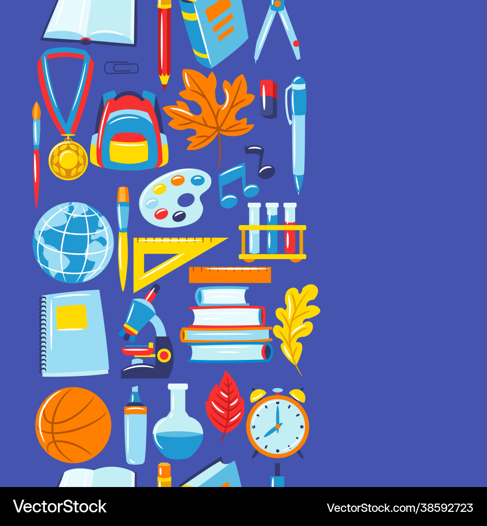 School seamless pattern with education items Vector Image
