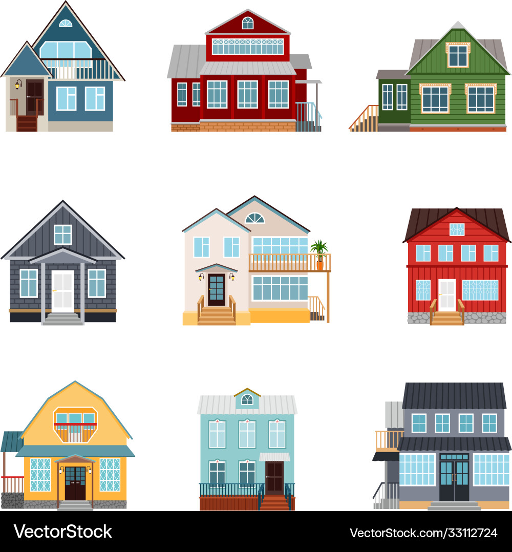 Front view house exteriors Royalty Free Vector Image