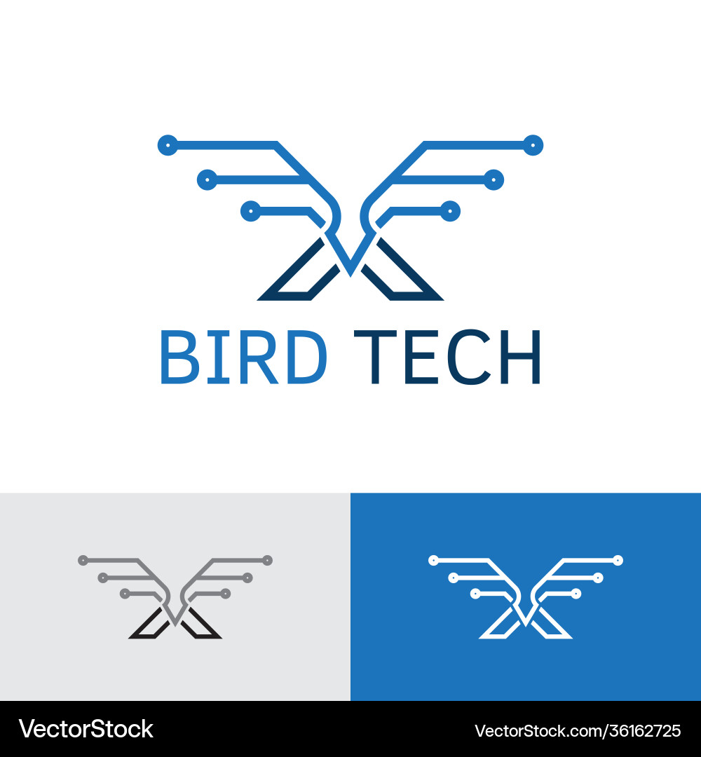 Bird wings eagle circuit electronic technology Vector Image