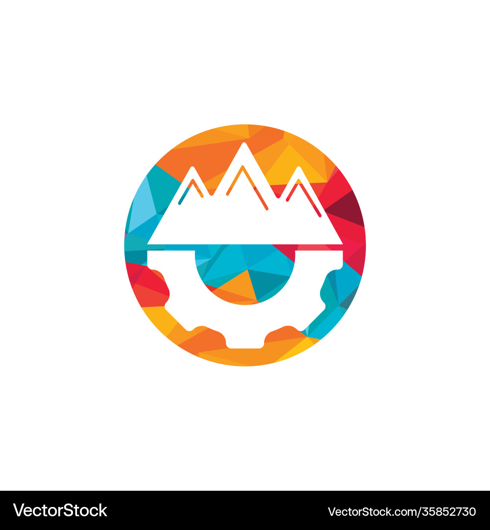 Mountain gear logo design Royalty Free Vector Image