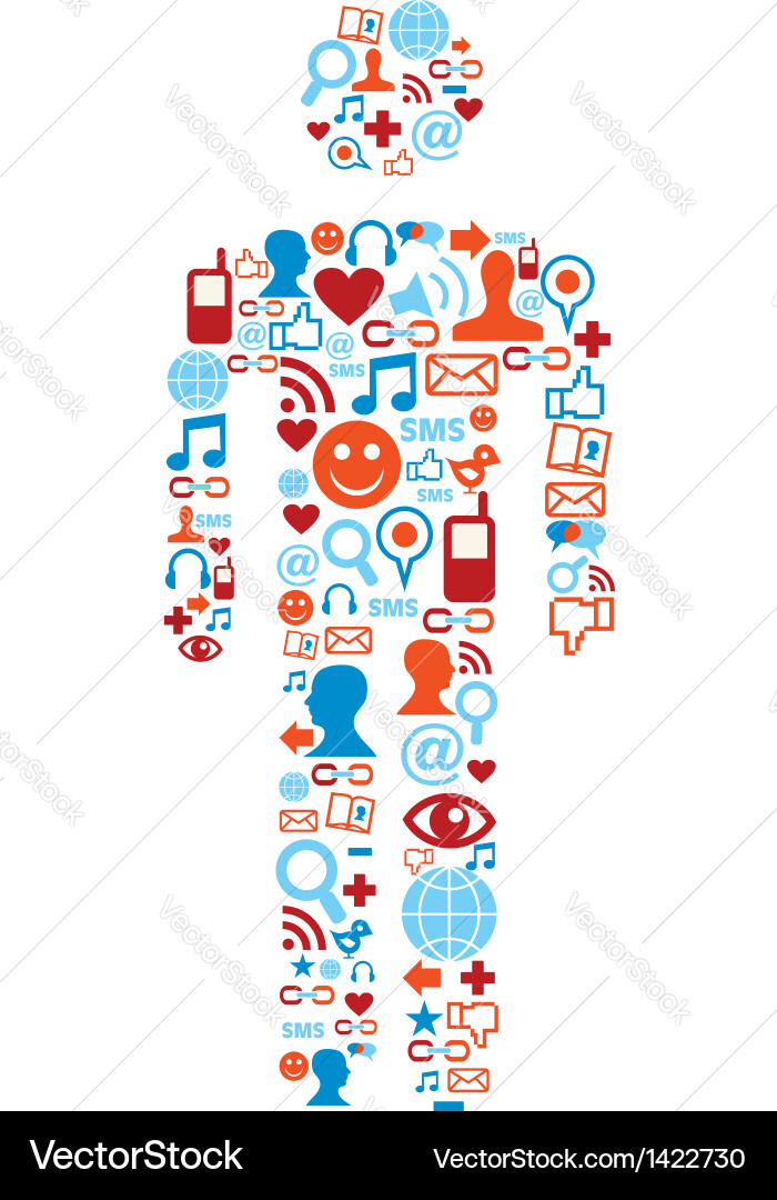 Social media icons man Royalty Free Vector Image