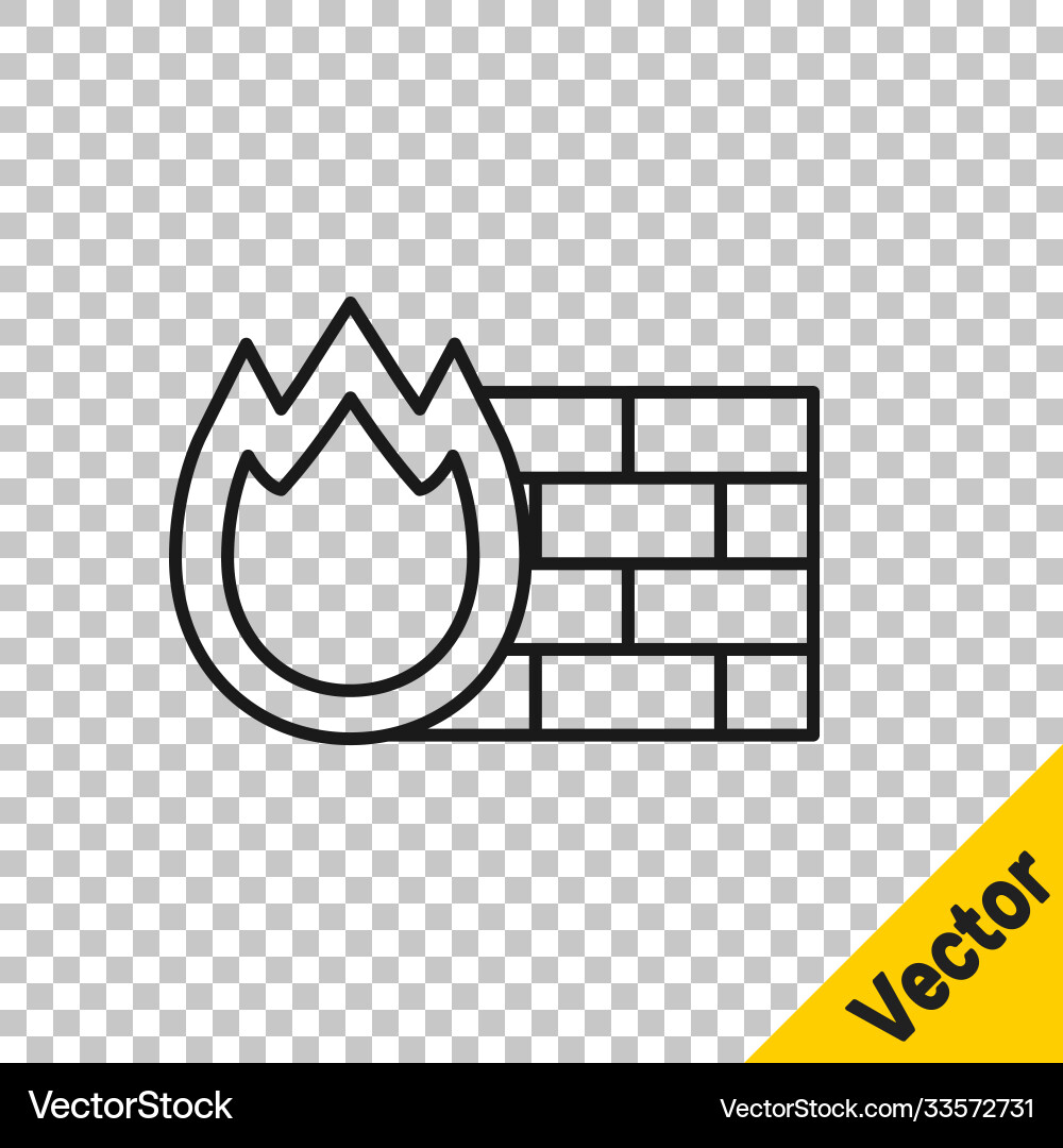 Black line firewall security wall icon isolated Vector Image