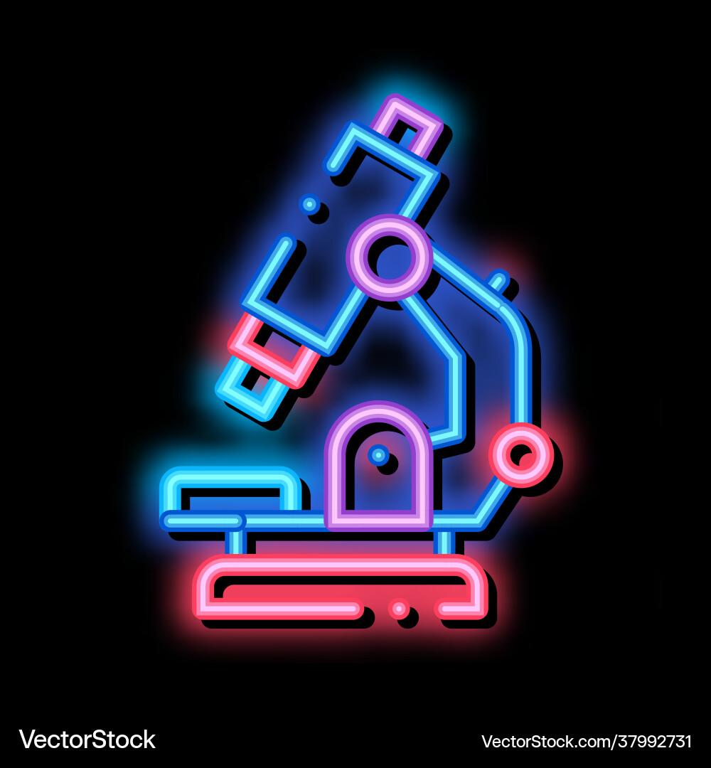 Medical equipment microscope neon glow icon Vector Image