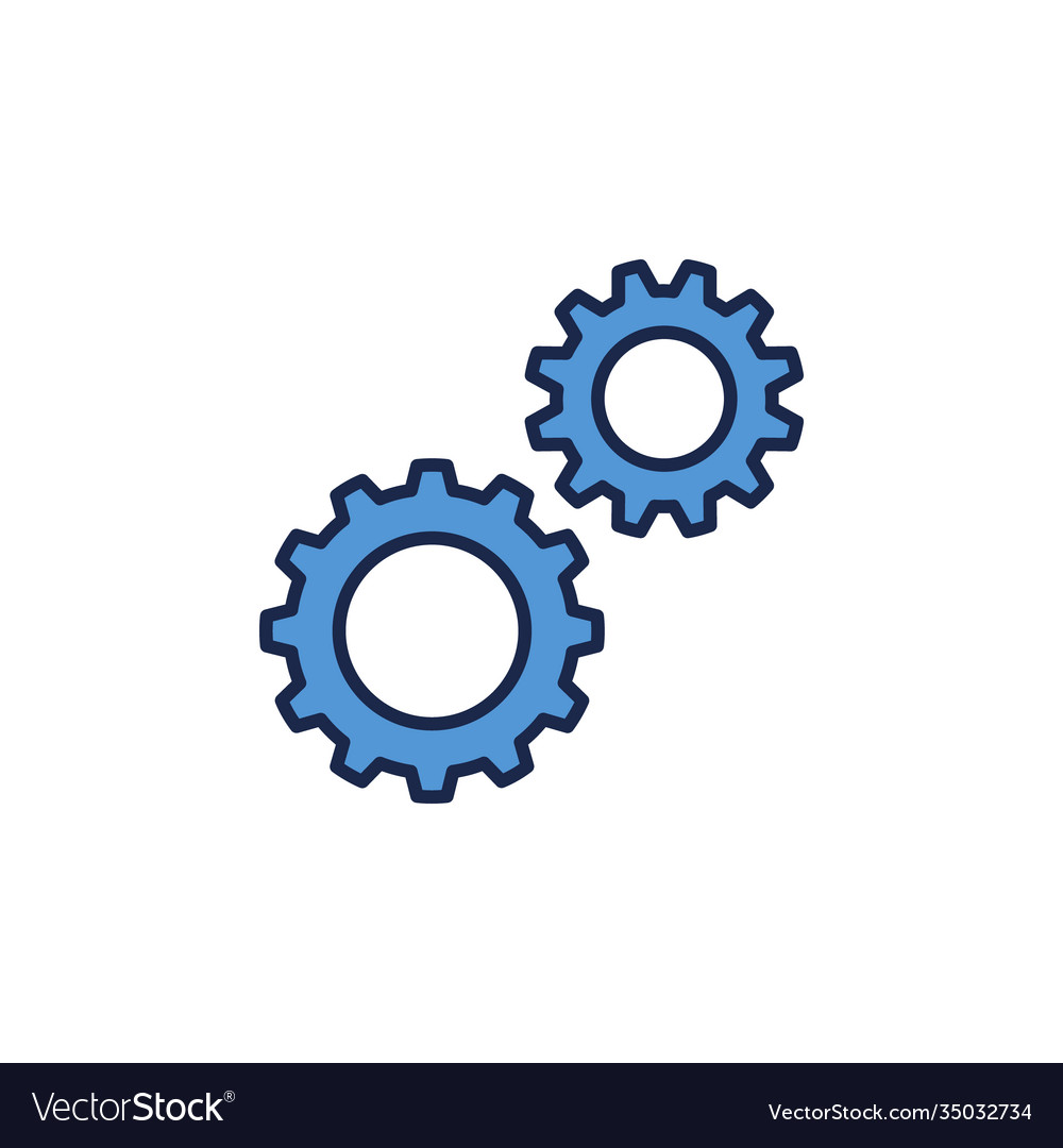 Two cogs icon settings concept blue symbol Vector Image
