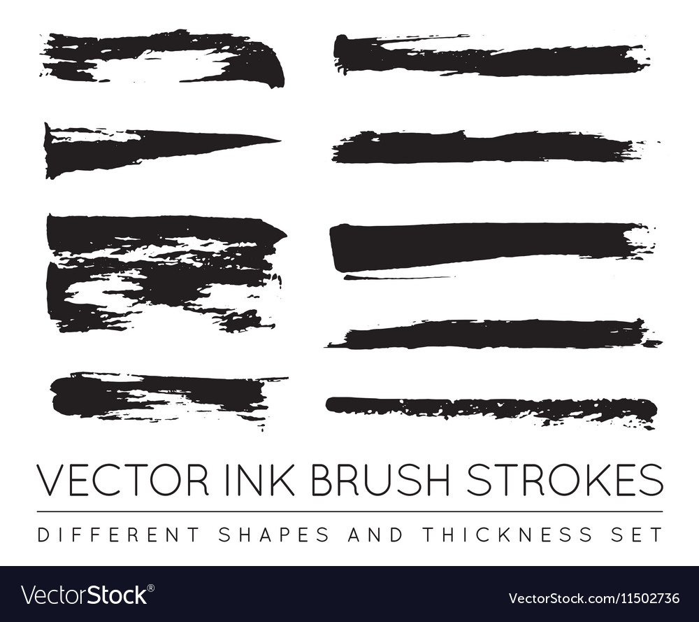 Set of black pen ink brush strokes grunge ink Vector Image