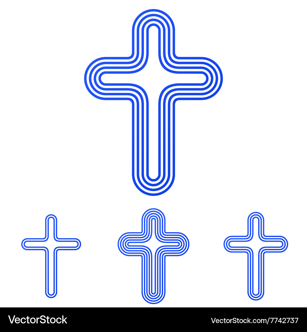 Blue line cross logo design set Royalty Free Vector Image