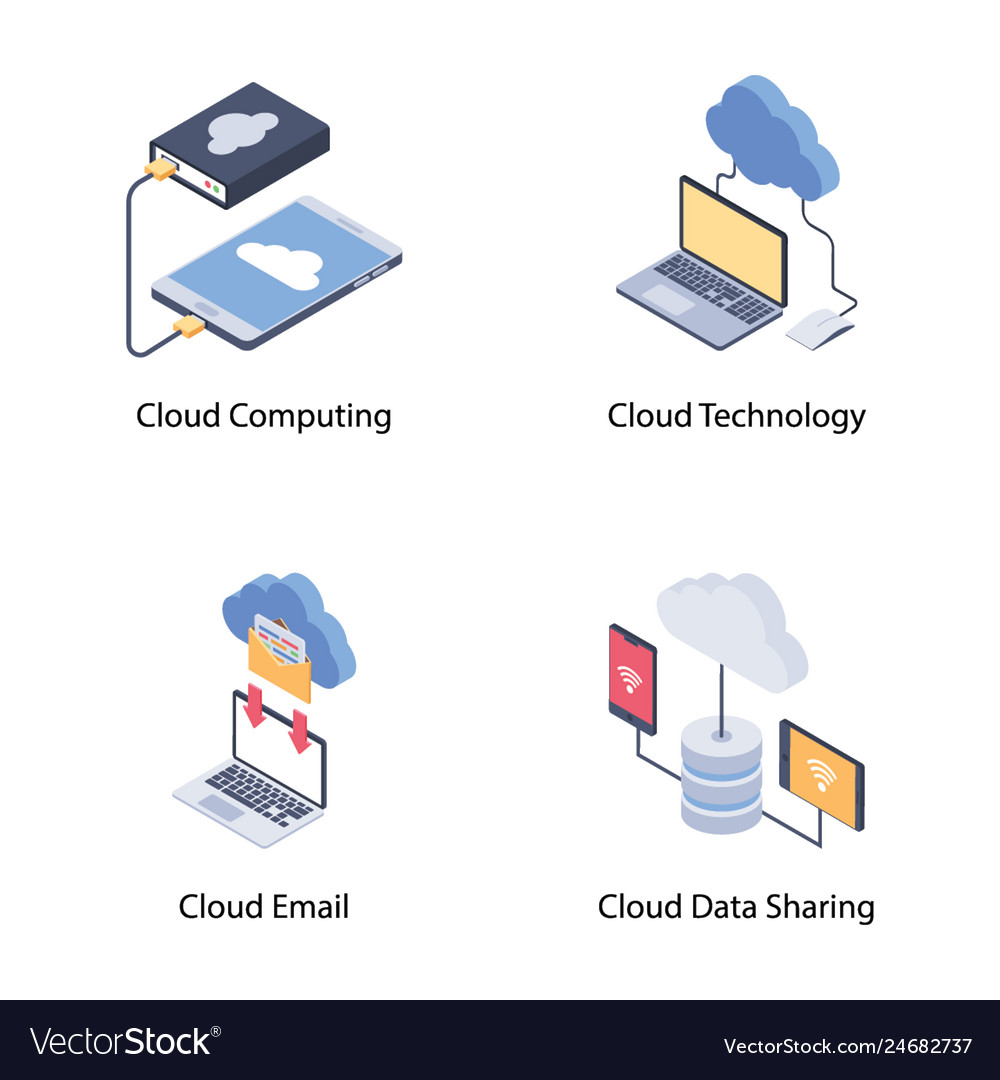 Cloud technology icons bundle Royalty Free Vector Image