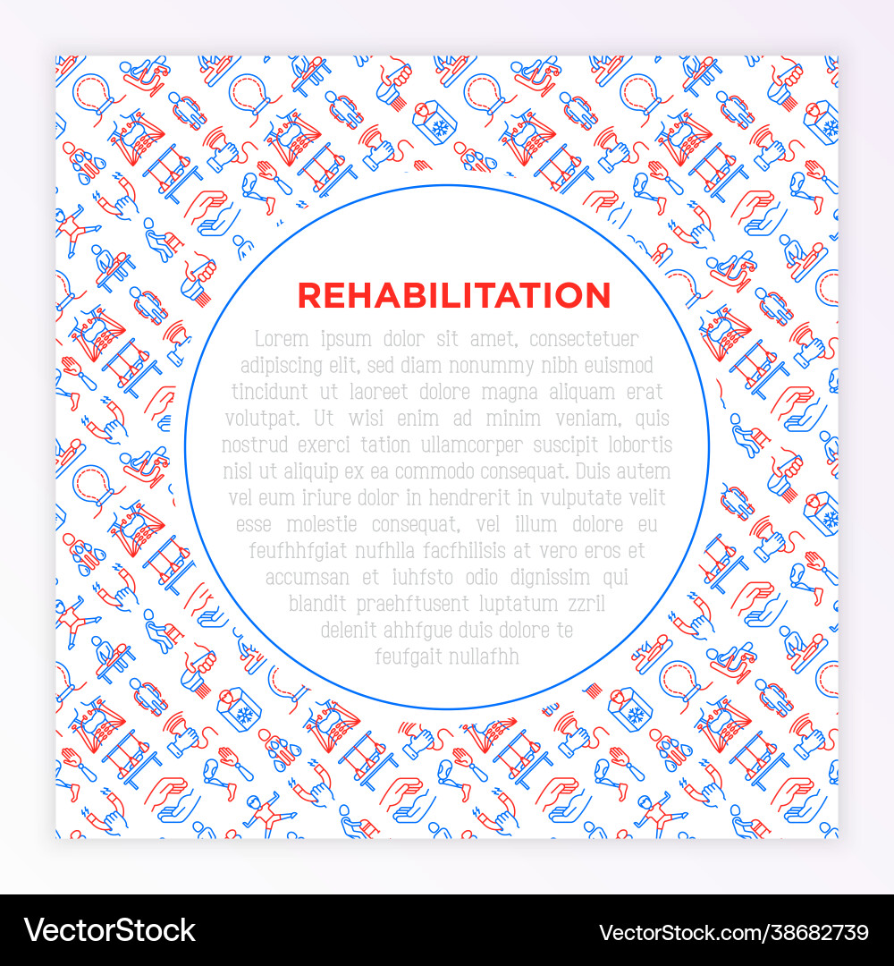 Rehabilitation for disabled concept with thin Vector Image