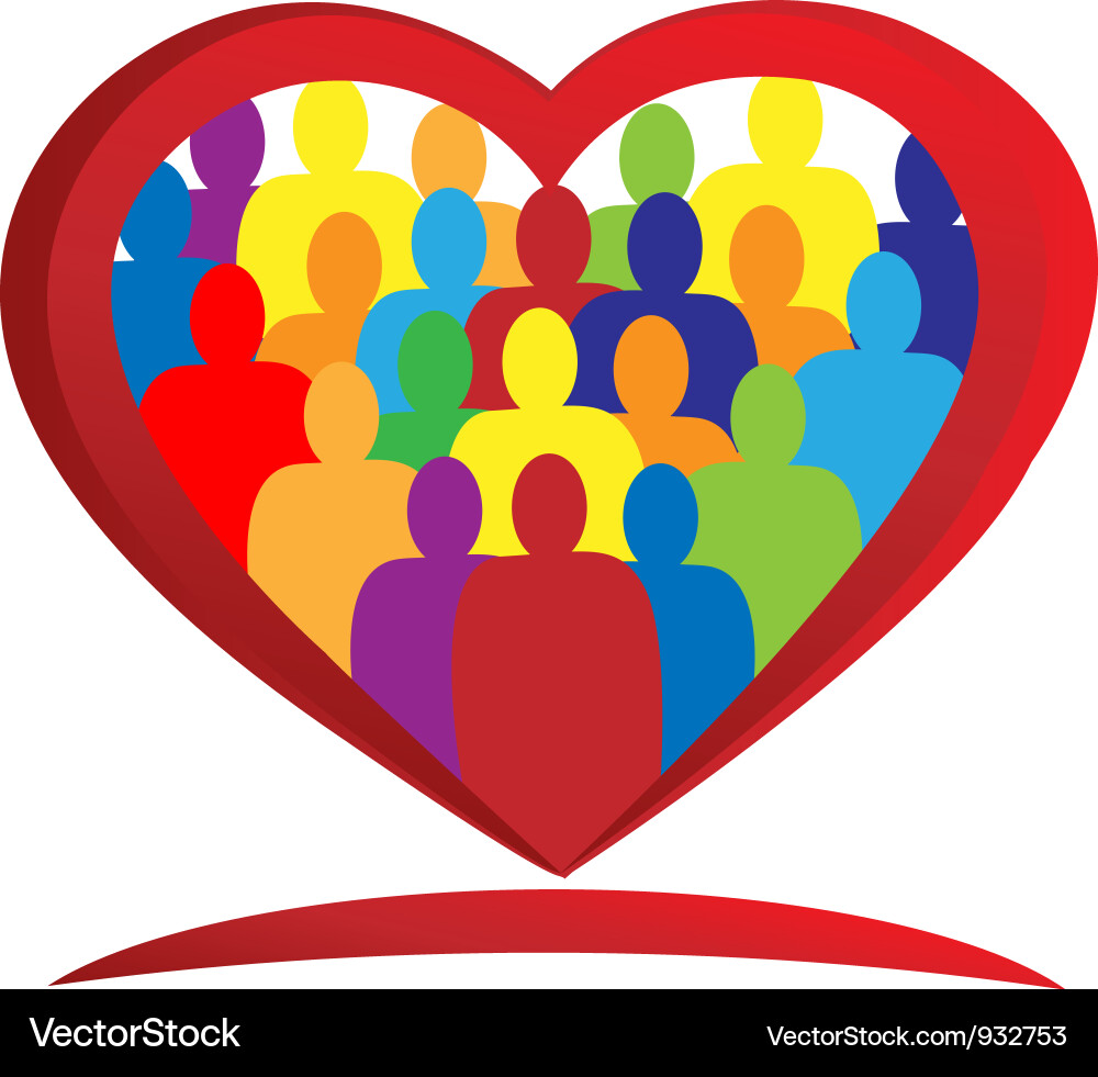 Diversity people heart Royalty Free Vector Image - VectorStock