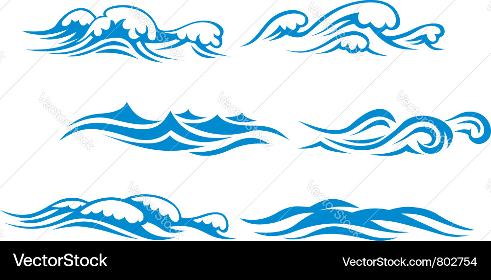 Wave symbols Royalty Free Vector Image - VectorStock