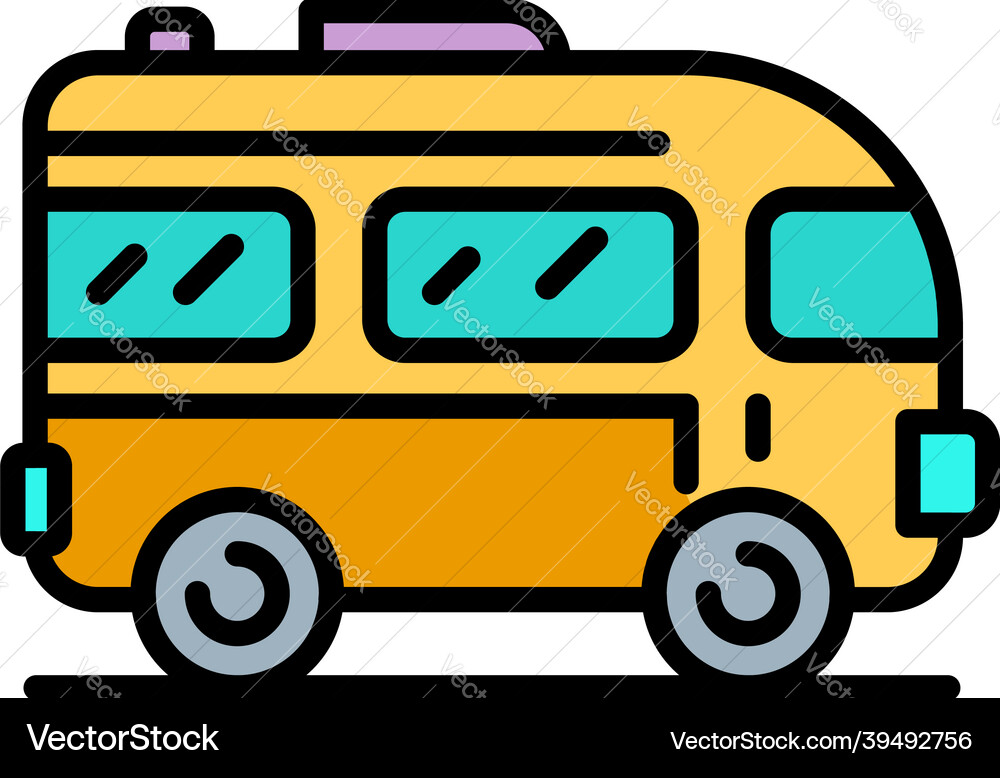 Excursion bus icon color outline Royalty Free Vector Image