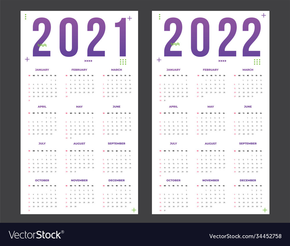 Calendar for 2021-2022 on a white background Vector Image