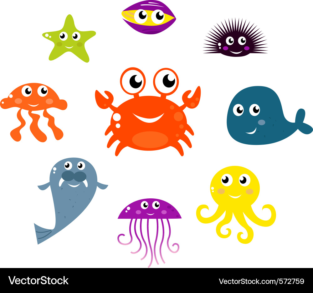 Sea creatures Royalty Free Vector Image - VectorStock