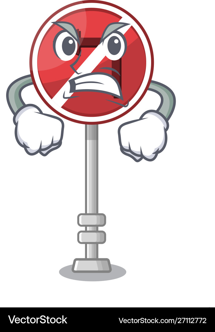 Angry no left turn with cartoon shape Royalty Free Vector