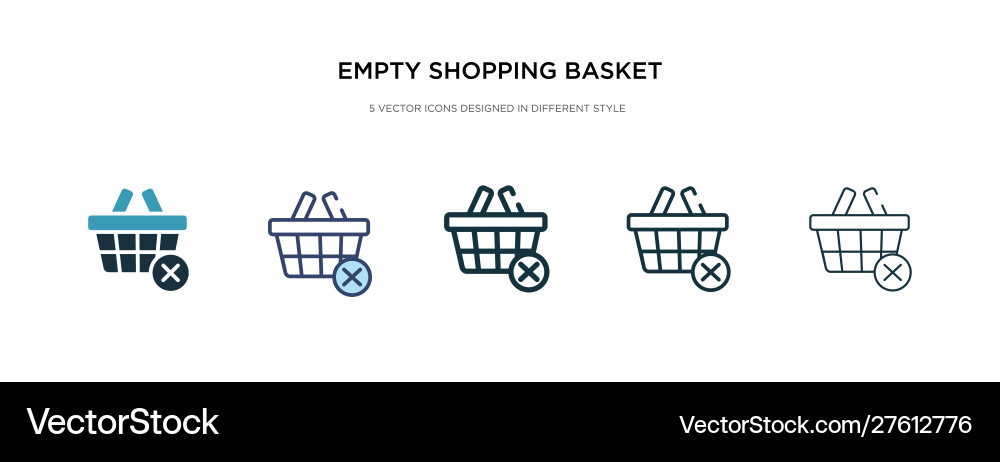Empty shopping basket icon in different style Vector Image