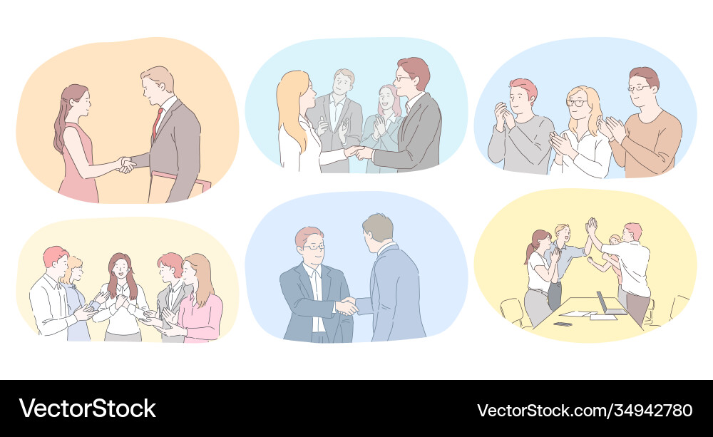Teamwork agreement development in office concept Vector Image
