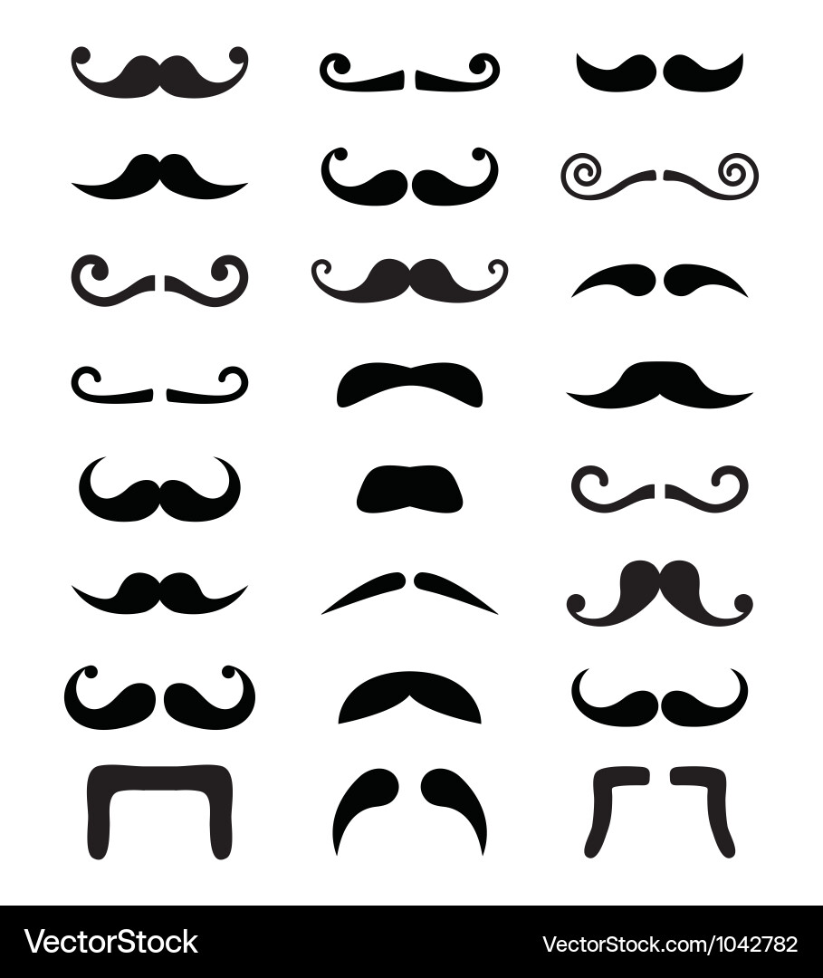 Moustache icons isolated set Royalty Free Vector Image