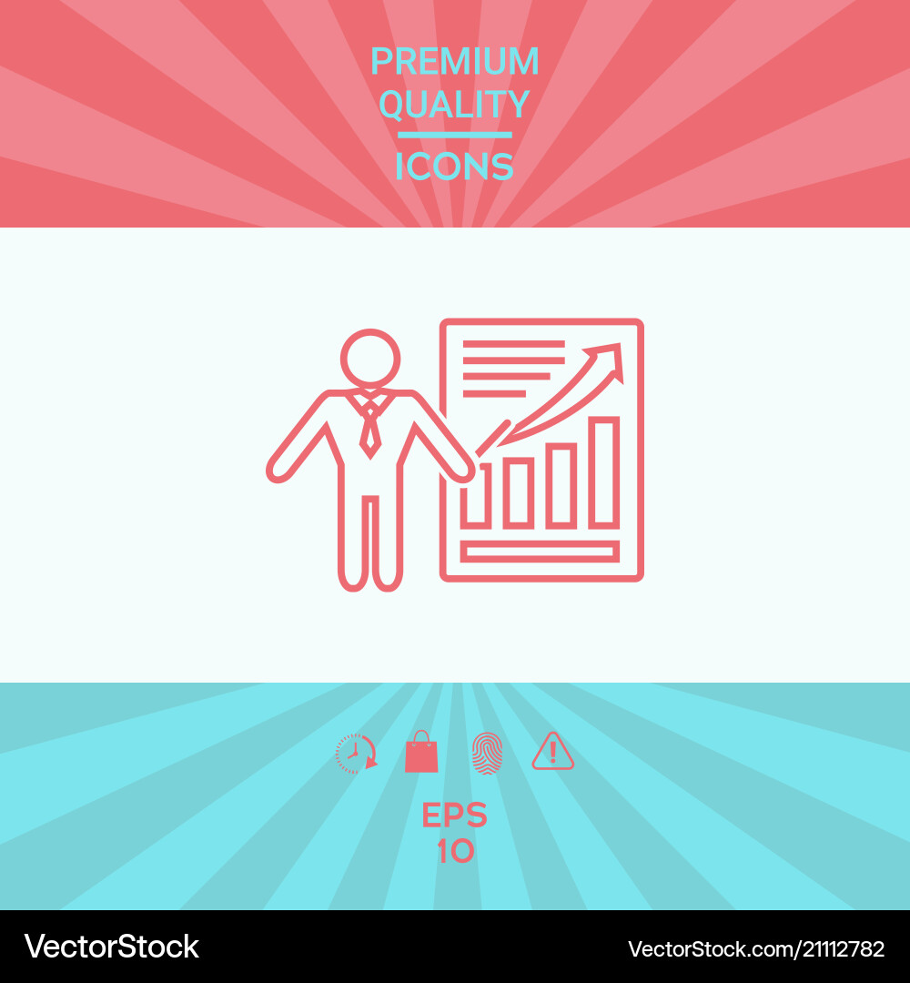 Presentation sign icon man standing with pointer Vector Image