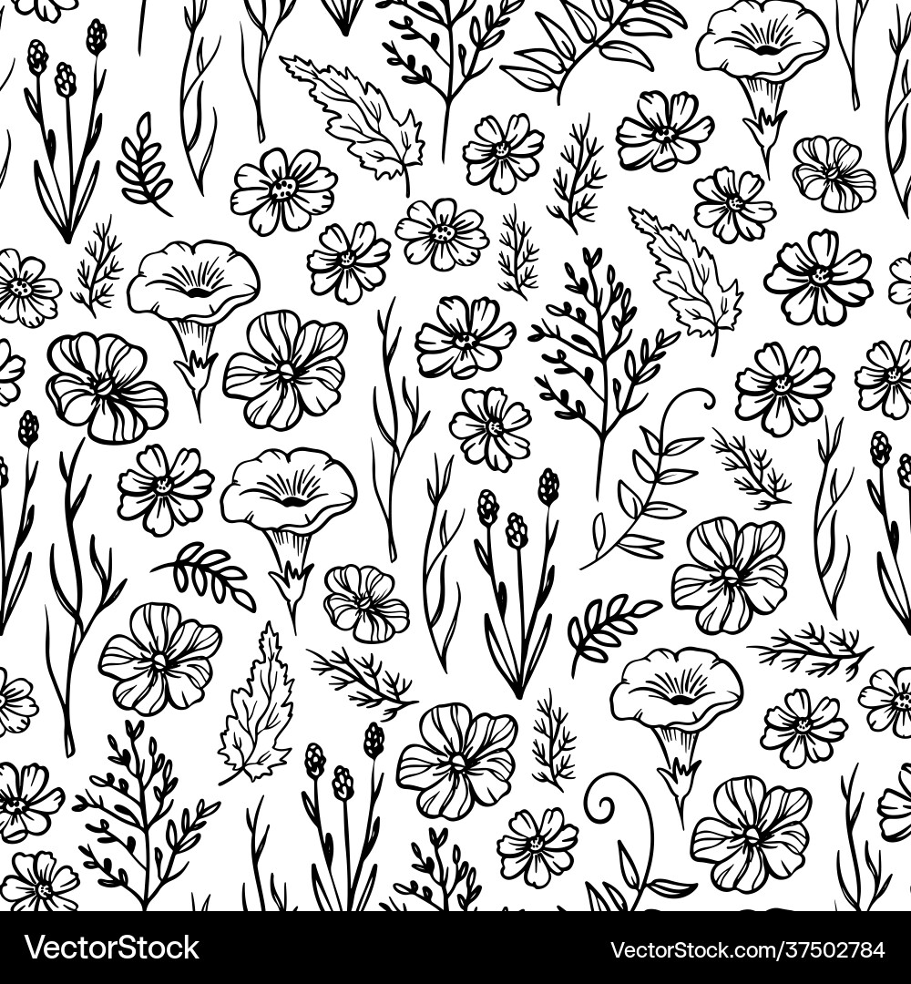 Small wild flower floral seamless pattern Vector Image