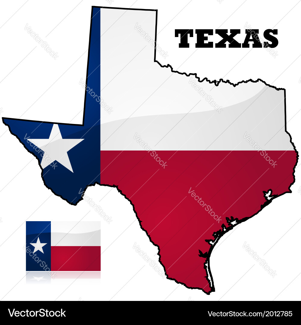Texas map and flag Royalty Free Vector Image - VectorStock