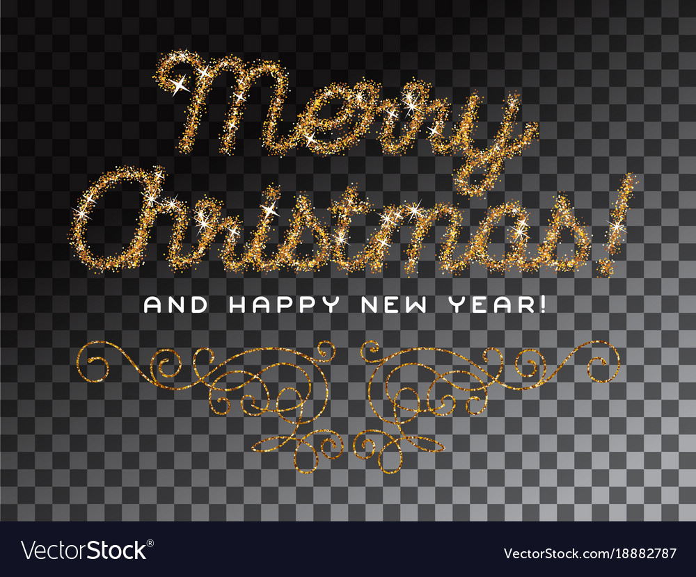 Merry christmas lettering gold glitter font Vector Image