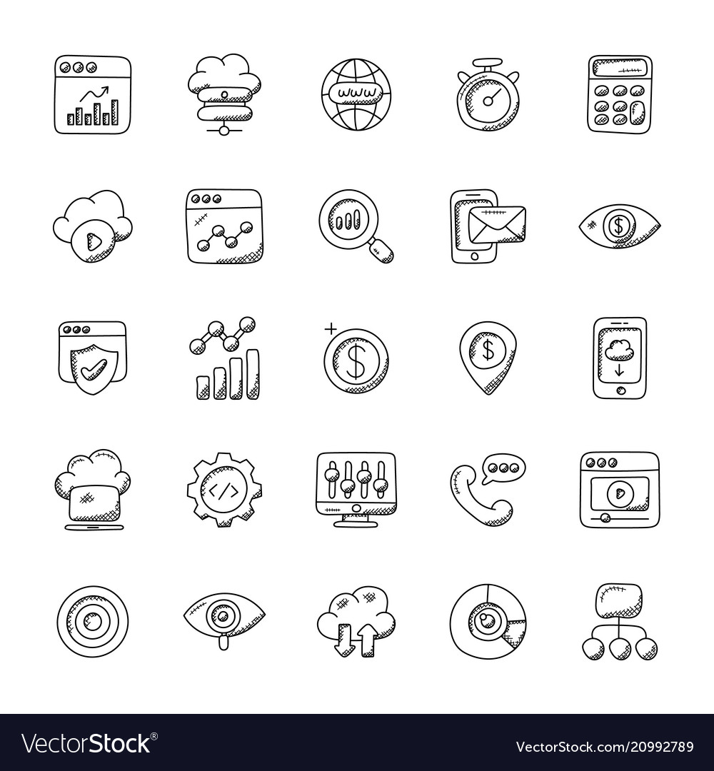 Collection of seo and marketing doodle icons Vector Image Collection of seo and marketing doodle icons Vector Image