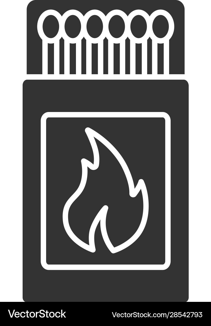 Open matchbox with matchsticks glyph icon Vector Image