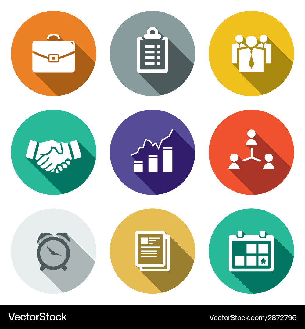 Office flat icons set Royalty Free Vector Image