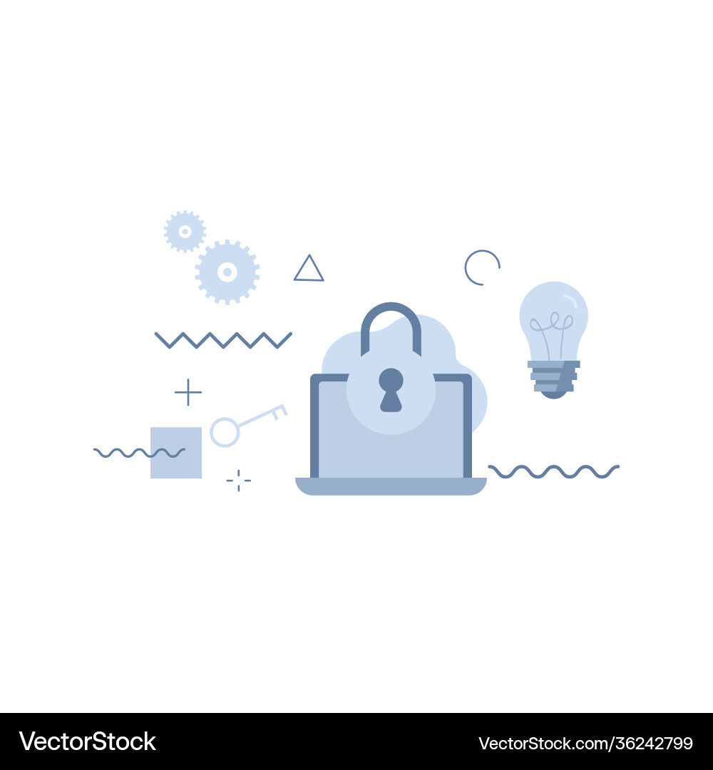Laptop computer with padlock icon concepts Vector Image