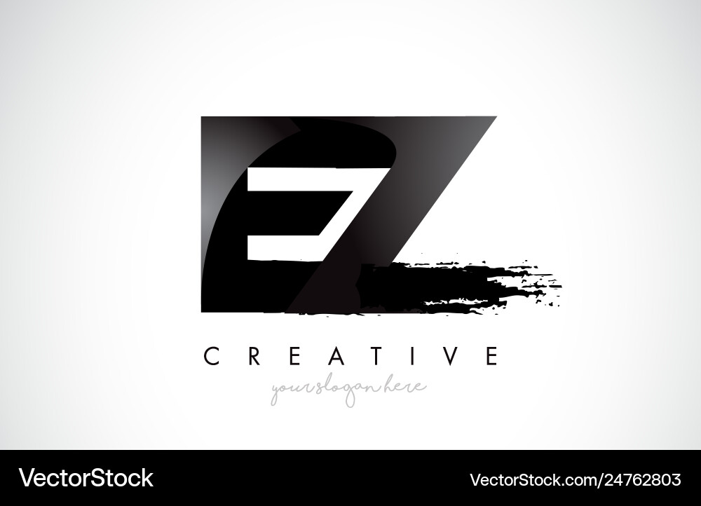 Ez letter design with brush stroke and modern 3d Vector Image