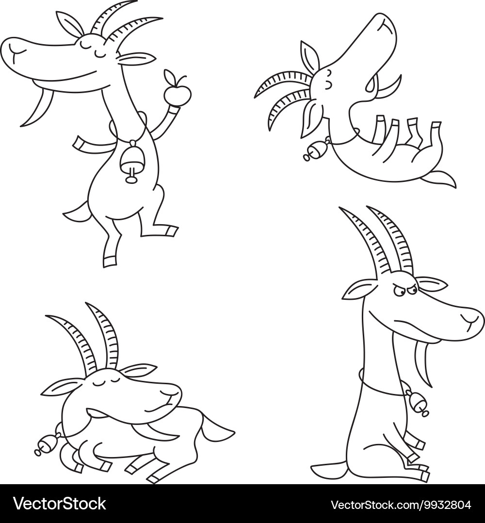 Goat figures on white background cartoon goats Vector Image