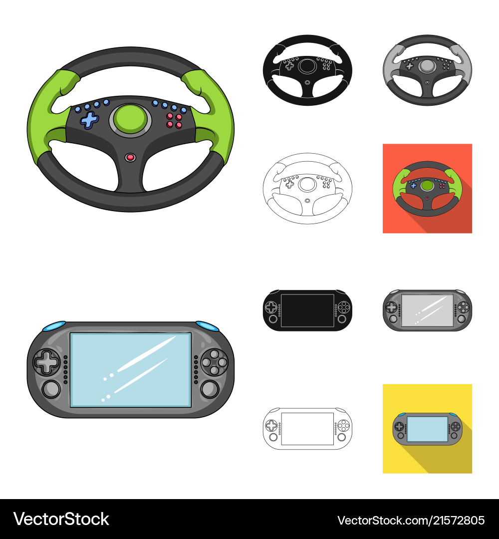 Game console and virtual reality cartoonblack Vector Image