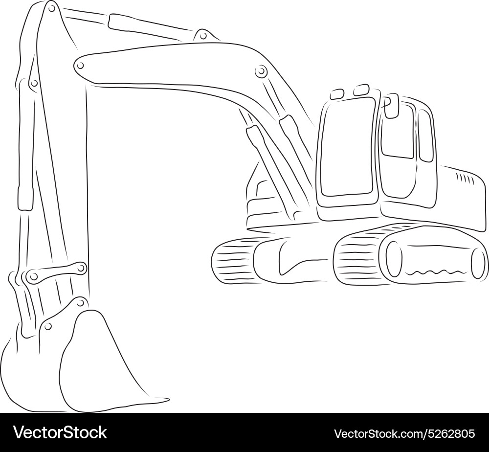 Outline of excavator Royalty Free Vector Image