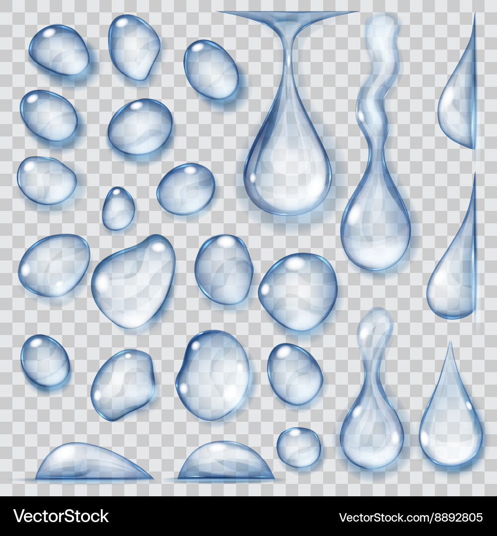 Set of transparent drops Royalty Free Vector Image