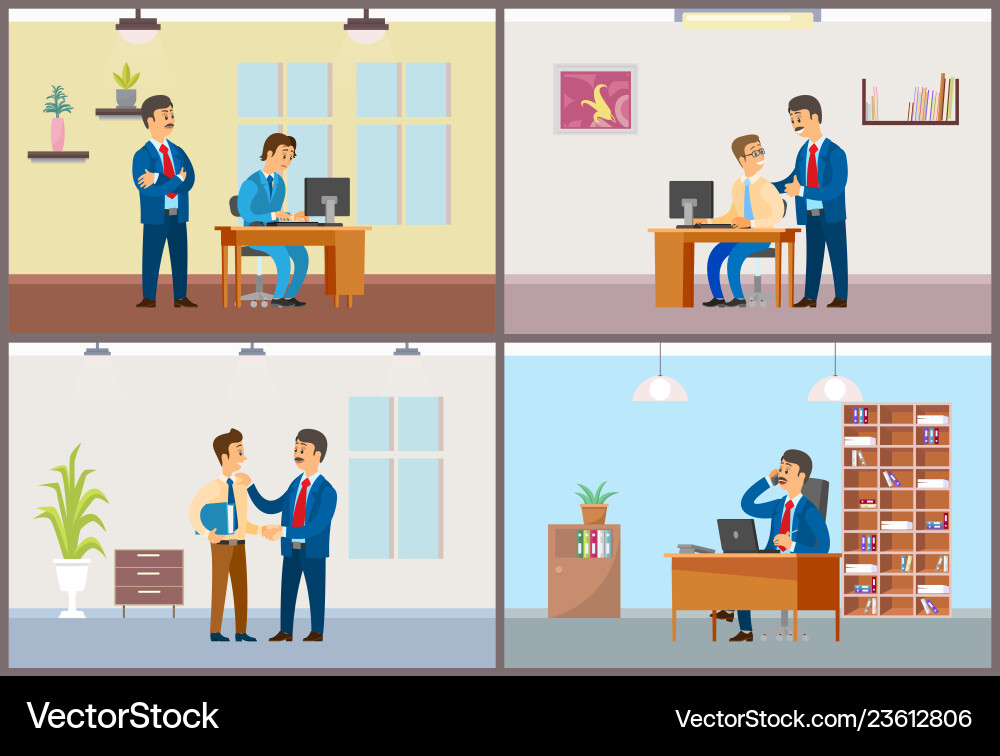 Work in office daily routine boss and employee Vector Image